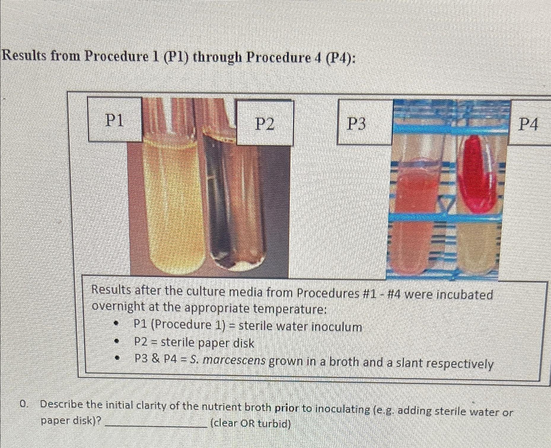 Solved Results from Procedure 1 (P1) ﻿through Procedure | Chegg.com