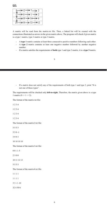 Solved A matrix will be nead fiom the matrixtht file. Then a | Chegg.com
