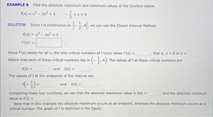 Solved EXAMPLE 8 Find the absolute maximum and minimum | Chegg.com
