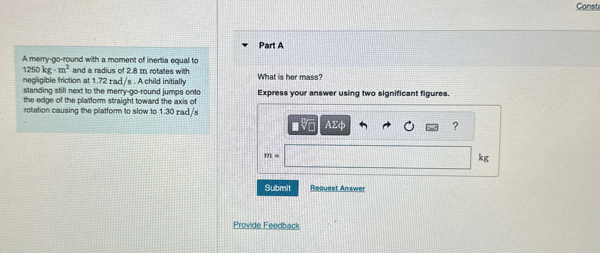 Solved ConsteA merry-go-round with a moment of inertia equal | Chegg.com