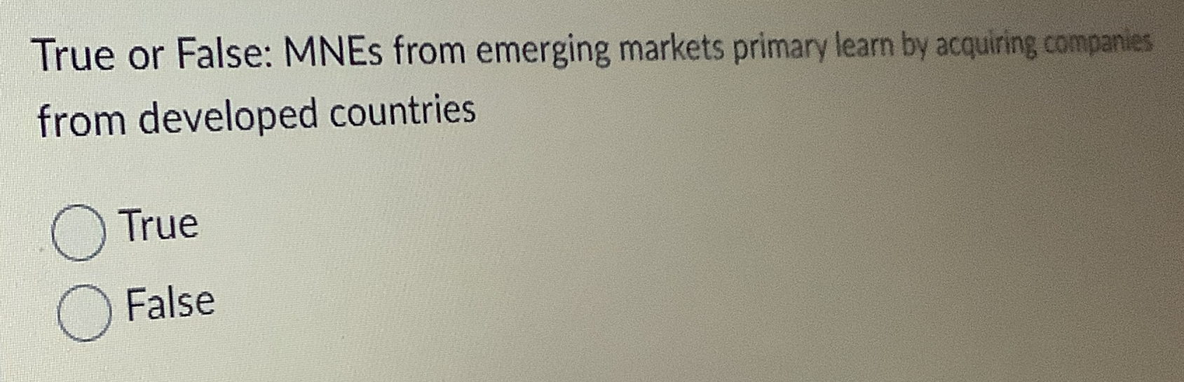 Solved True or False: MNEs from emerging markets primary | Chegg.com