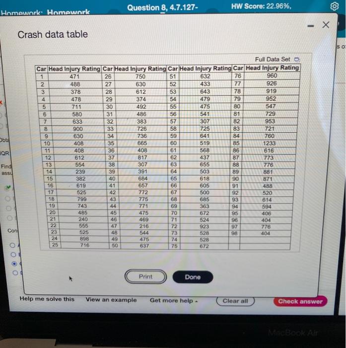 Solved Save The crash test data for new cars assumes that | Chegg.com