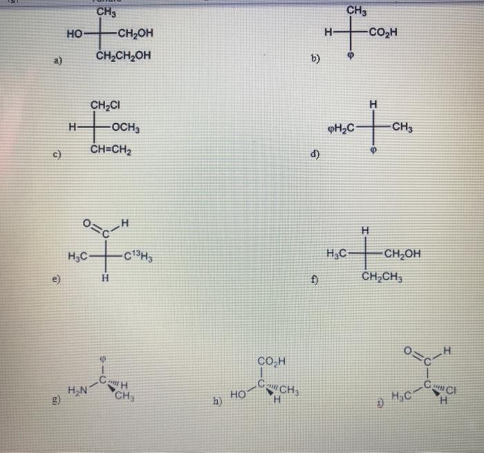 Solved CH3 HO CH3 -CH2OH CH2CH2OH H -CO2H b) н H CH2CI -Осн. | Chegg.com