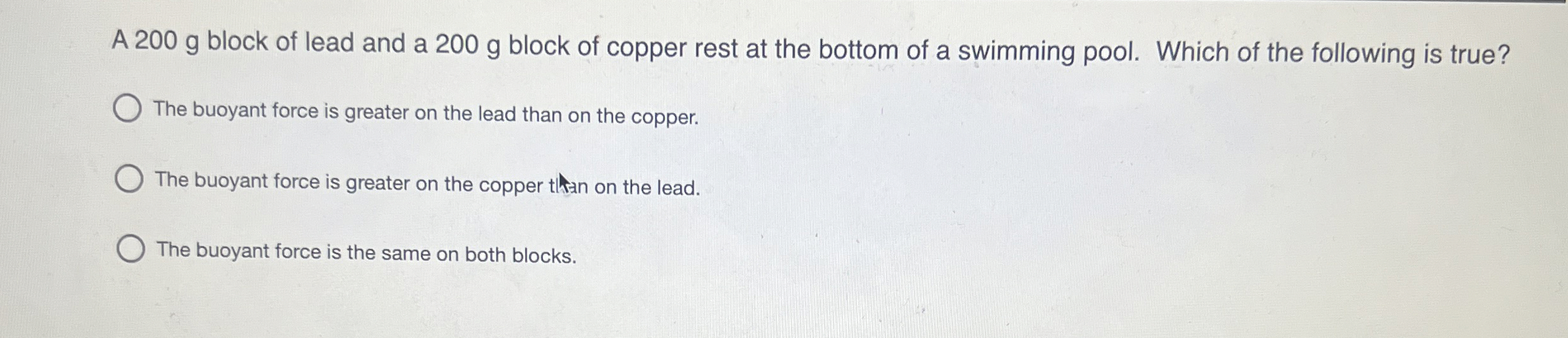Solved A 200 ﻿g block of lead and a 200 ﻿g block of copper | Chegg.com