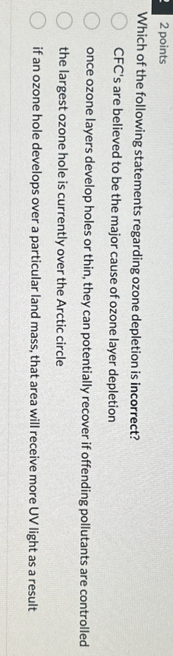 Solved 2 ﻿pointsWhich of the following statements regarding | Chegg.com