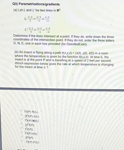 Solved Q3) Parametrizations/gradients (a) Let Land L'be two | Chegg.com