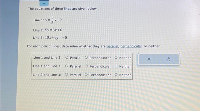 Solved The equations of three lines are given below. Line | Chegg.com