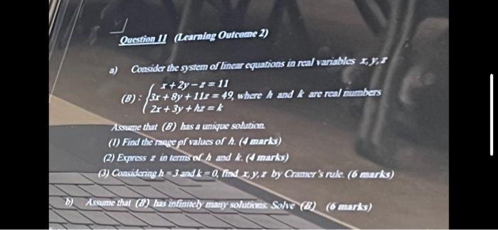 Solved Ouestion II (Learning Outcame 2) a) Consider the | Chegg.com