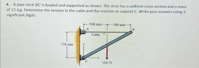 Solved 4. A pipe strut BC is loaded and supported as shown. | Chegg.com