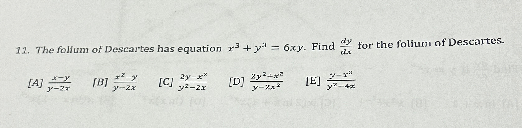 Solved The folium of Descartes has equation x3+y3=6xy. ﻿Find | Chegg.com