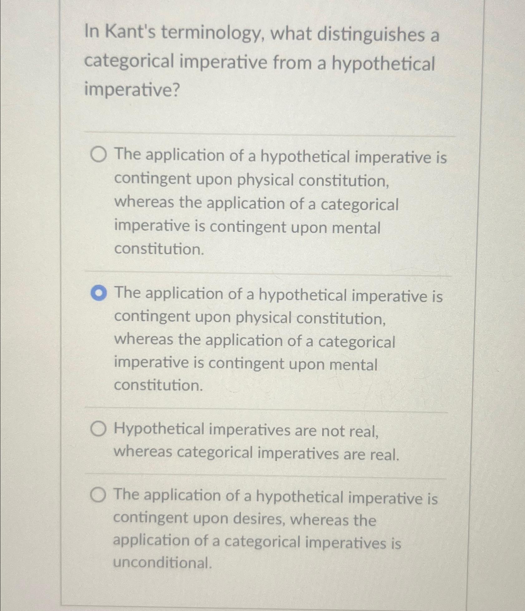 Solved In Kant's terminology, what distinguishes a | Chegg.com