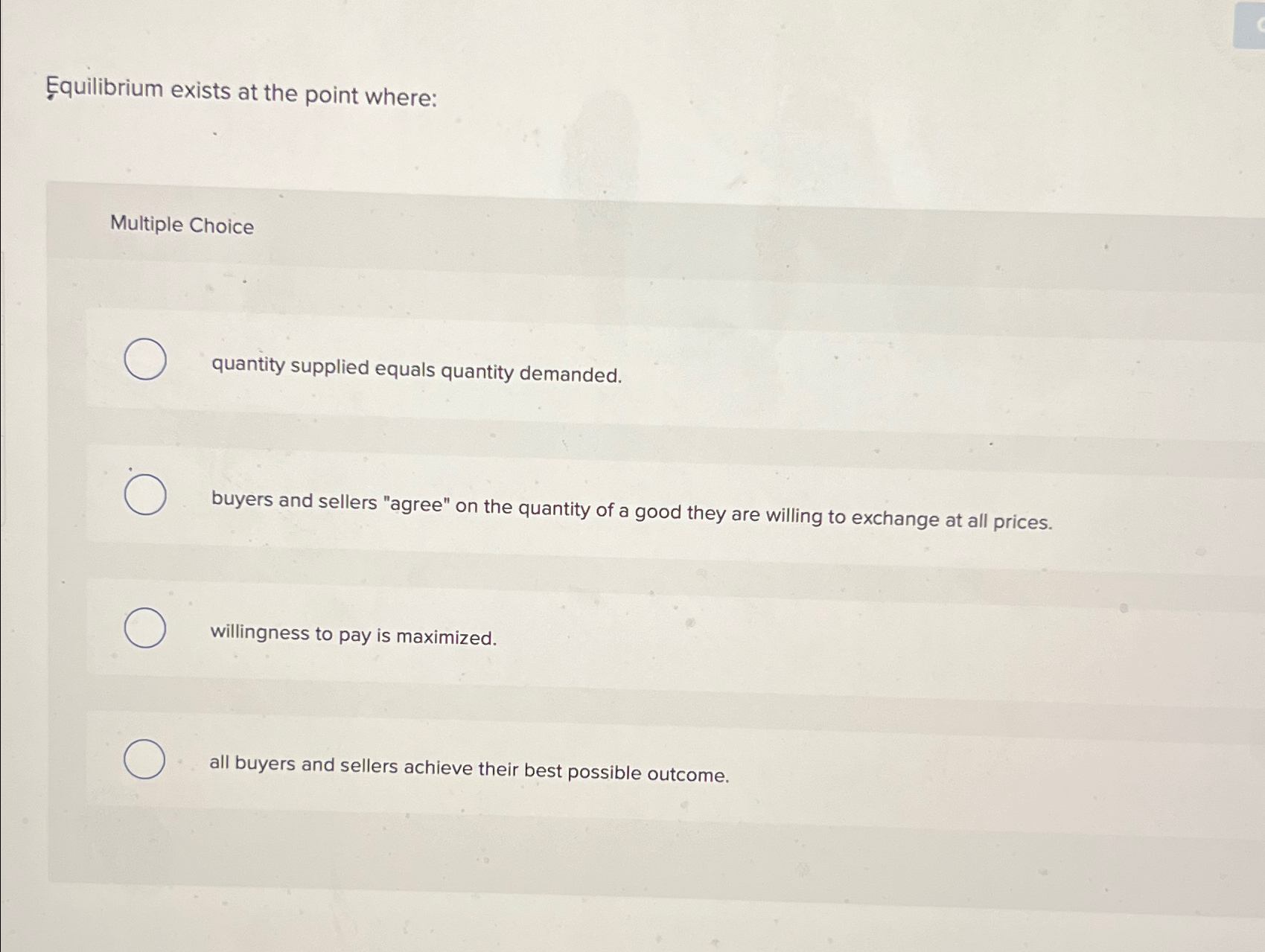 Solved Equilibrium exists at the point where:Multiple | Chegg.com