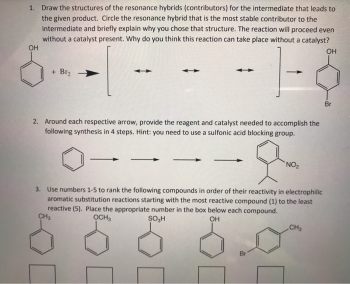 Solved 1. Draw the structures of the resonance hybrids | Chegg.com