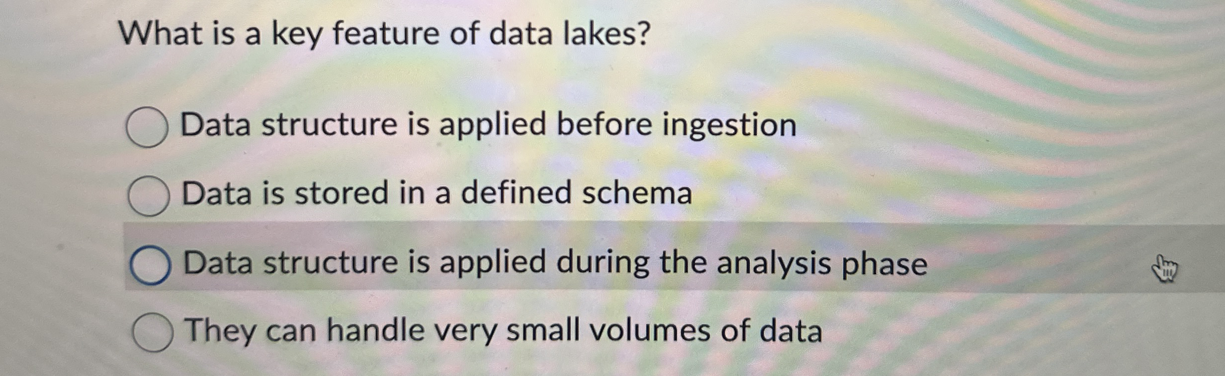 Solved What is a key feature of data lakes?Data structure is | Chegg.com