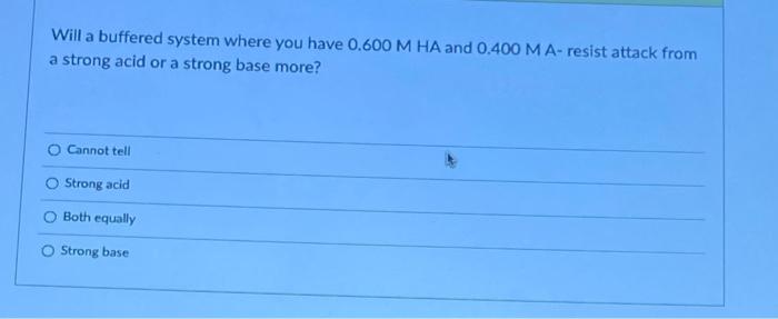 Solved Will a buffered system where you have 0.600MHA and | Chegg.com