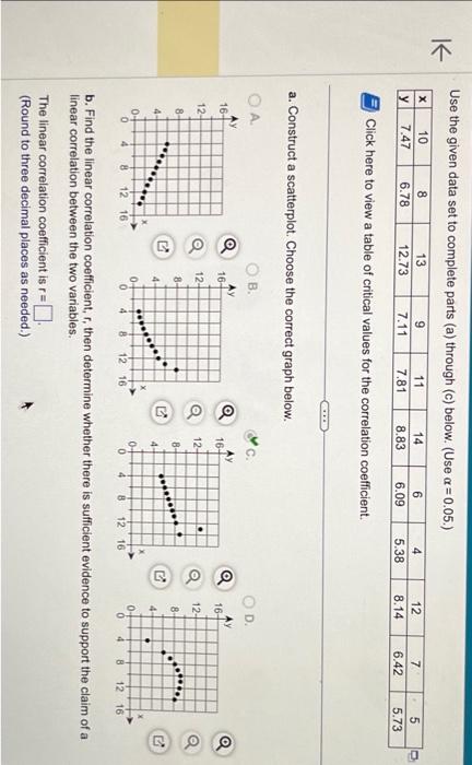 [Solved]: Use the given data set to complete parts (a) thro