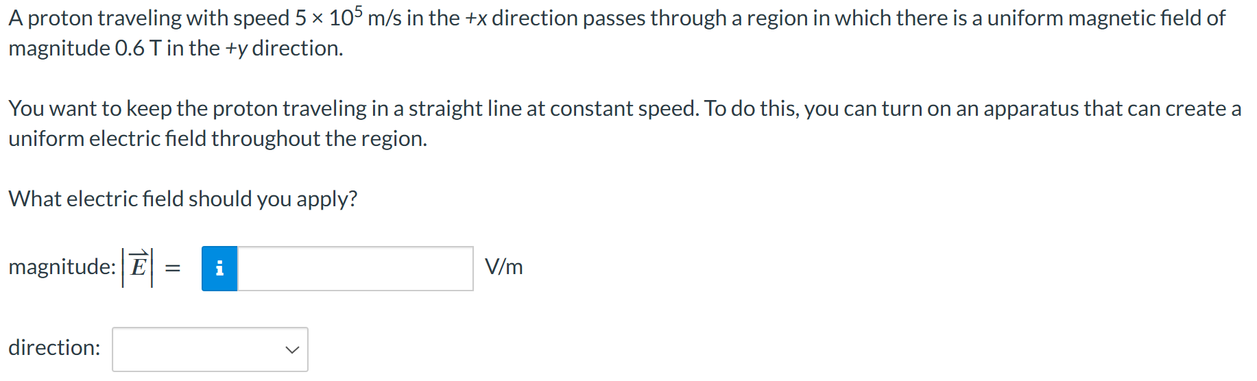 Solved A proton traveling with speed \( 5 \times | Chegg.com