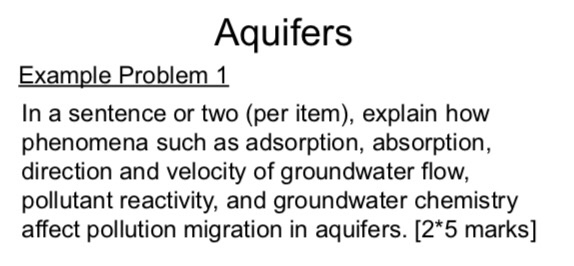 Solved Aquifers Example Problem 1 In a sentence or two (per | Chegg.com