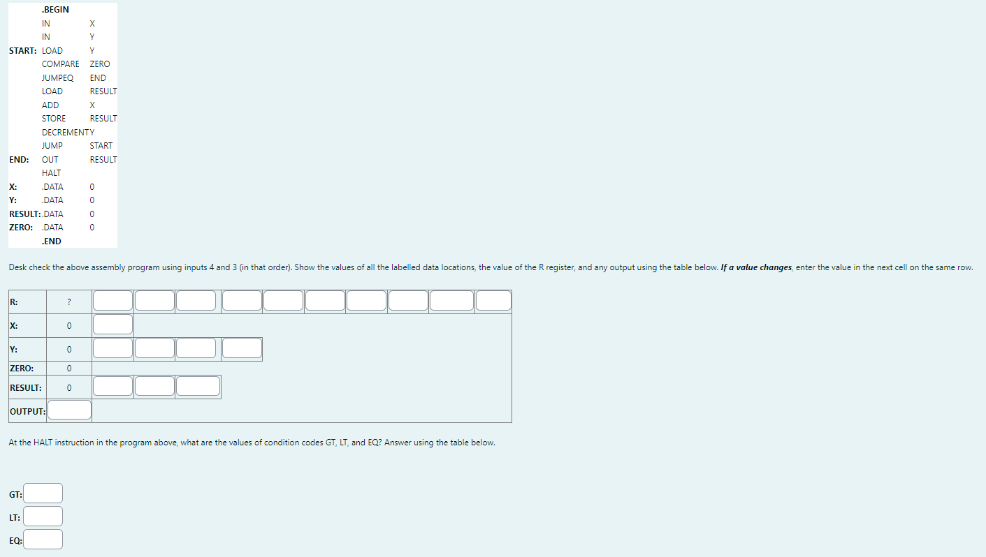 At the HALT instruction in the program above, what | Chegg.com