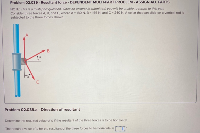 Solved Problem 02.039 - Resultant force - DEPENDENT | Chegg.com