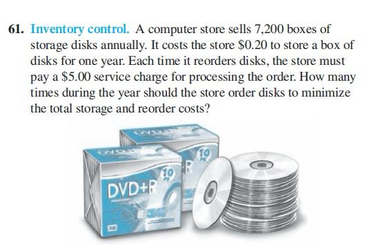 Solved Inventory control. A computer store sells 7,200 | Chegg.com