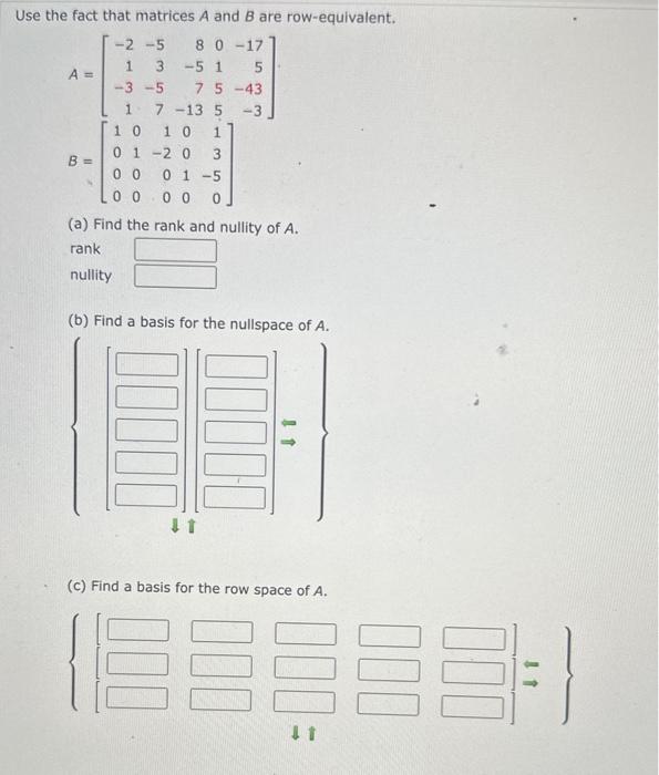 Solved Use the fact that matrices A and B are | Chegg.com