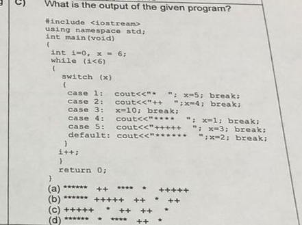 Solved C) ﻿What is the output of the given program? | Chegg.com