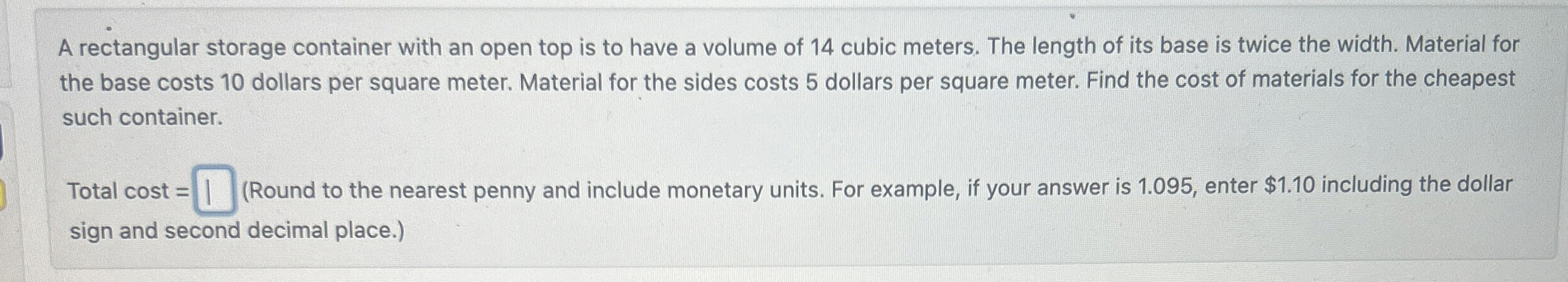 Solved A rectangular storage container with an open top is | Chegg.com