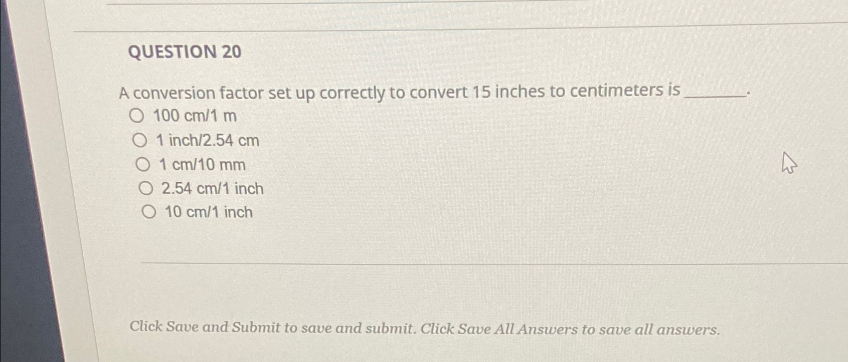 Solved QUESTION 20A conversion factor set up correctly to | Chegg.com