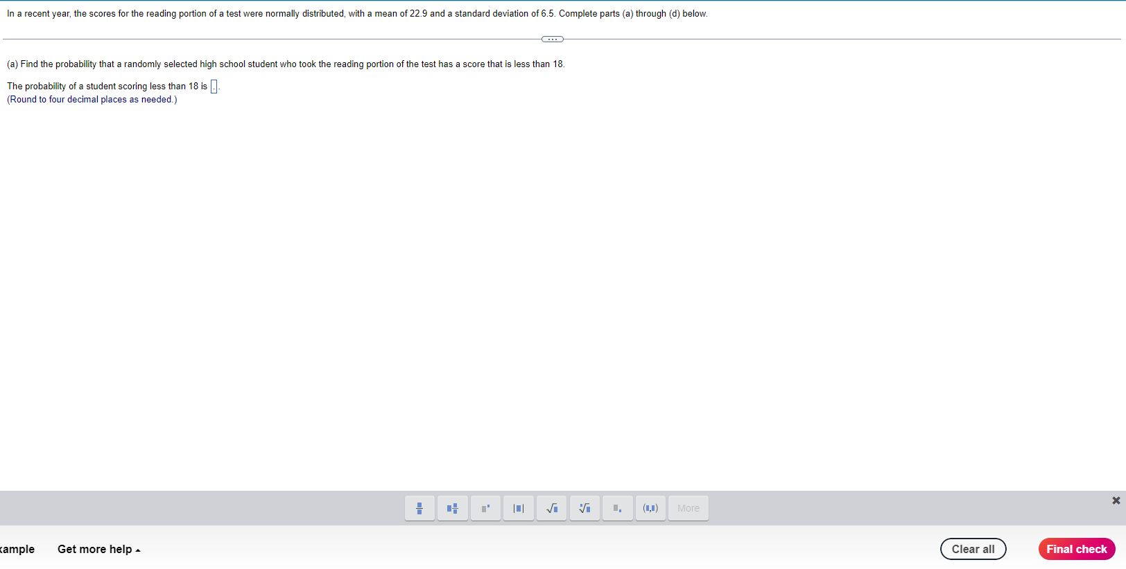 Solved In a recent ﻿year, the scores for the reading | Chegg.com