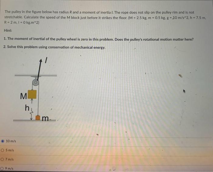 Solved The pulley in the figure below has radius R and a | Chegg.com