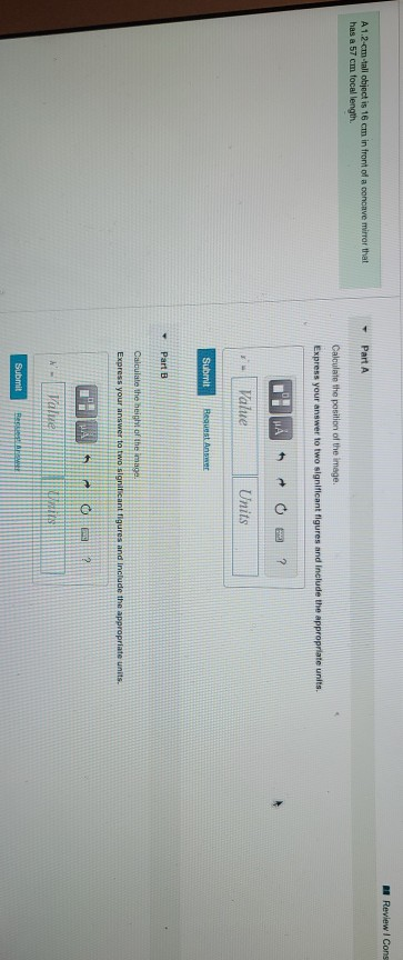 Solved Review | Cons A 1.2-cm-tall object is 16 cm in front | Chegg.com