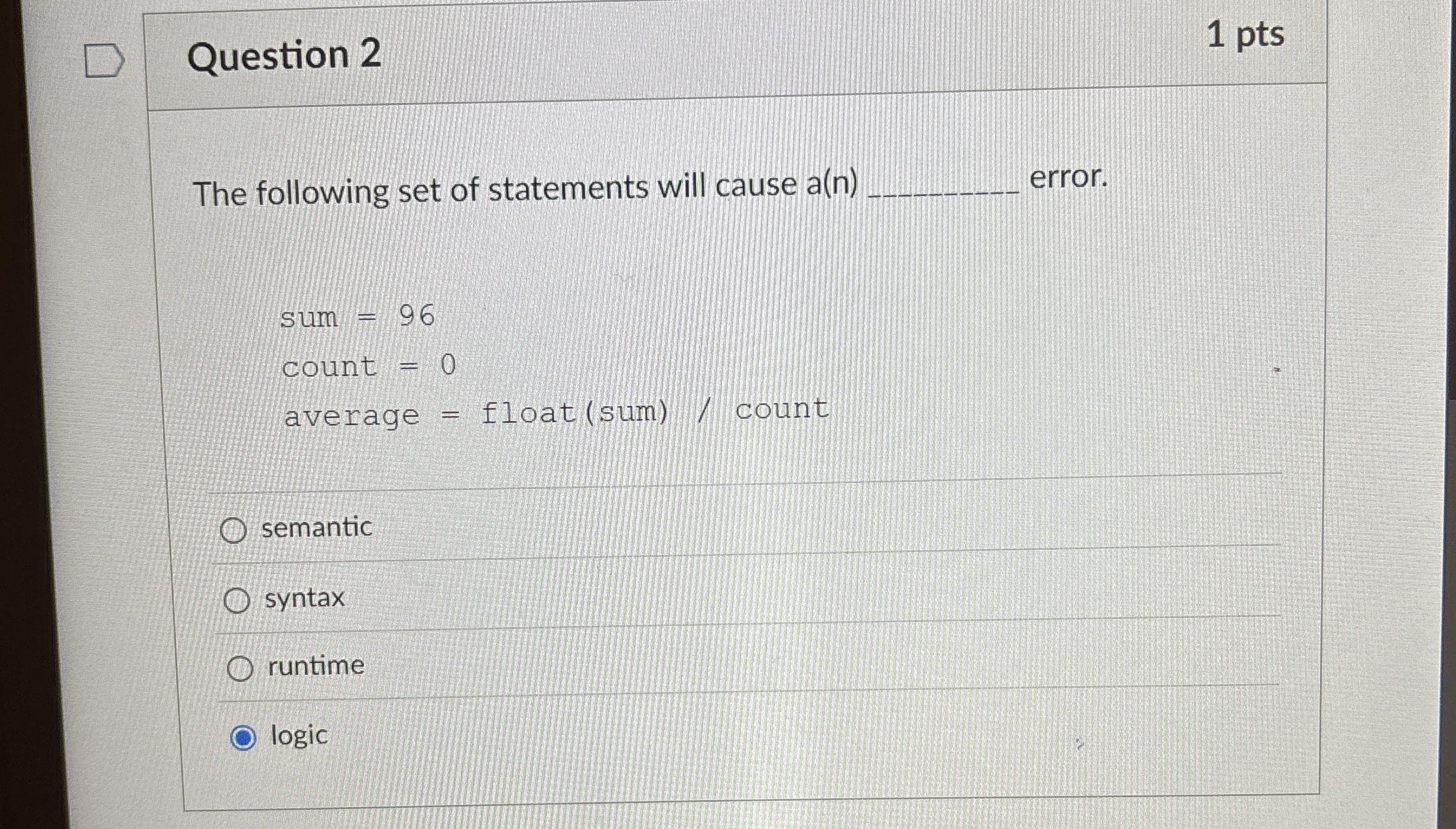 Solved Question 21 ﻿ptsThe following set of statements will | Chegg.com