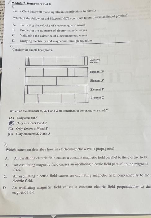 Solved Module 7: Homework Set 6 1) James Clerk Maxwell made | Chegg.com