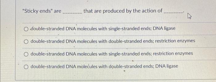 Solved "Sticky ends" are that are produced by the action of | Chegg.com