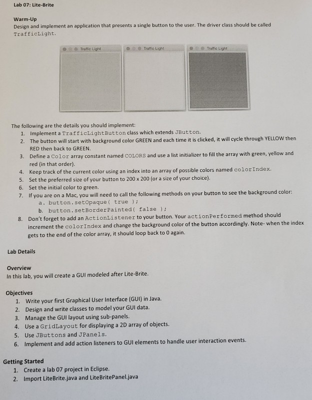 Solved Lab 07: Lite-Brite Warm-Up Design and implement an | Chegg.com