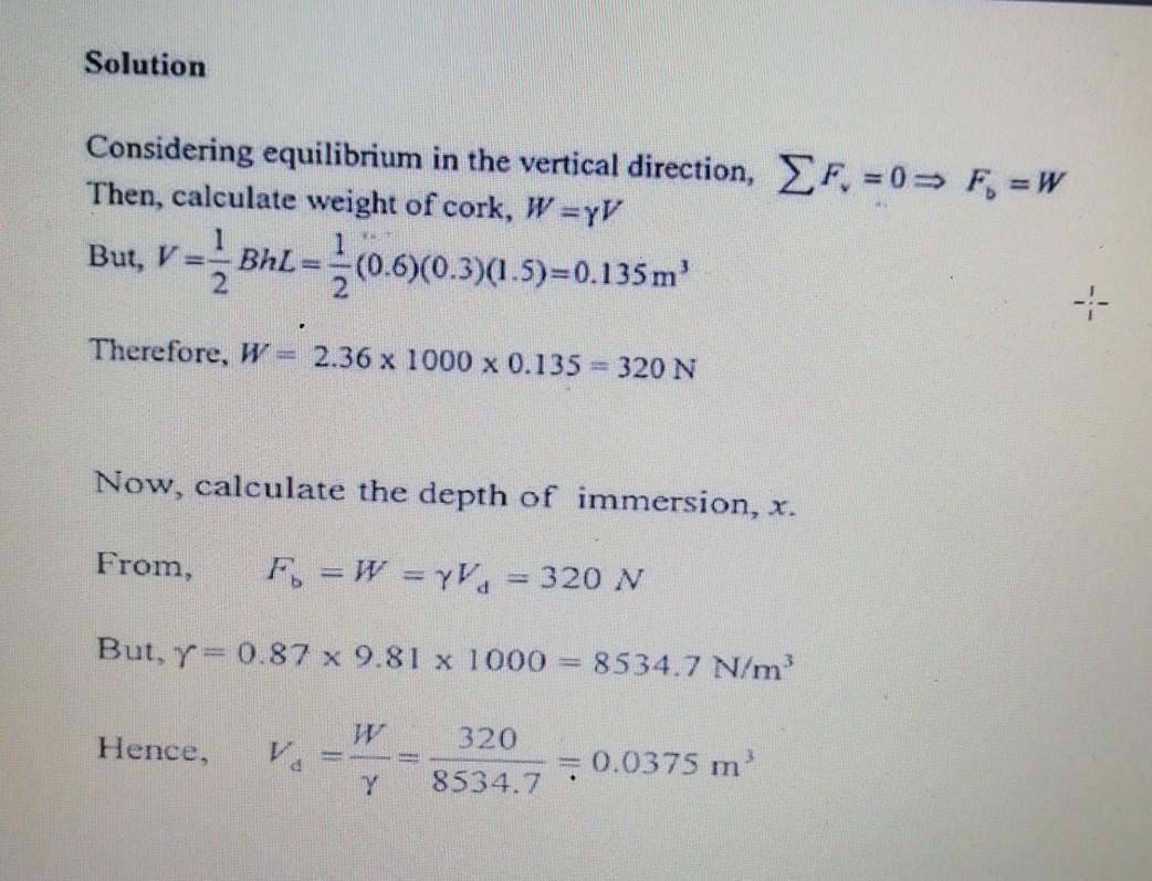 Solved Question 5 A wooden cone floats in water in the | Chegg.com