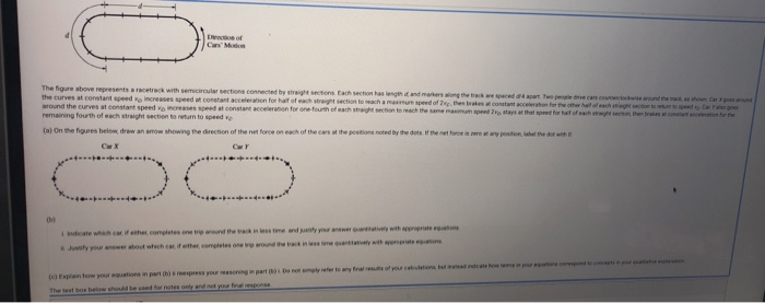 Solved The figure above represents a racetrack with | Chegg.com