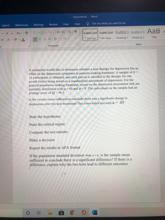 Solved Document2 - Word View Help Tell me what you want to | Chegg.com
