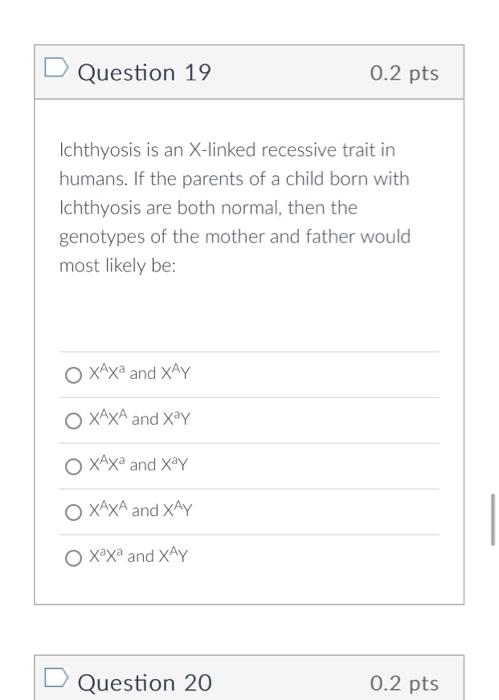 Solved Ichthyosis is an X-linked recessive trait in humans. | Chegg.com