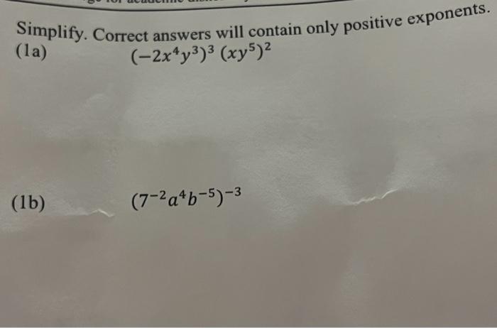 Simplify. Correct answers will contain only positive | Chegg.com