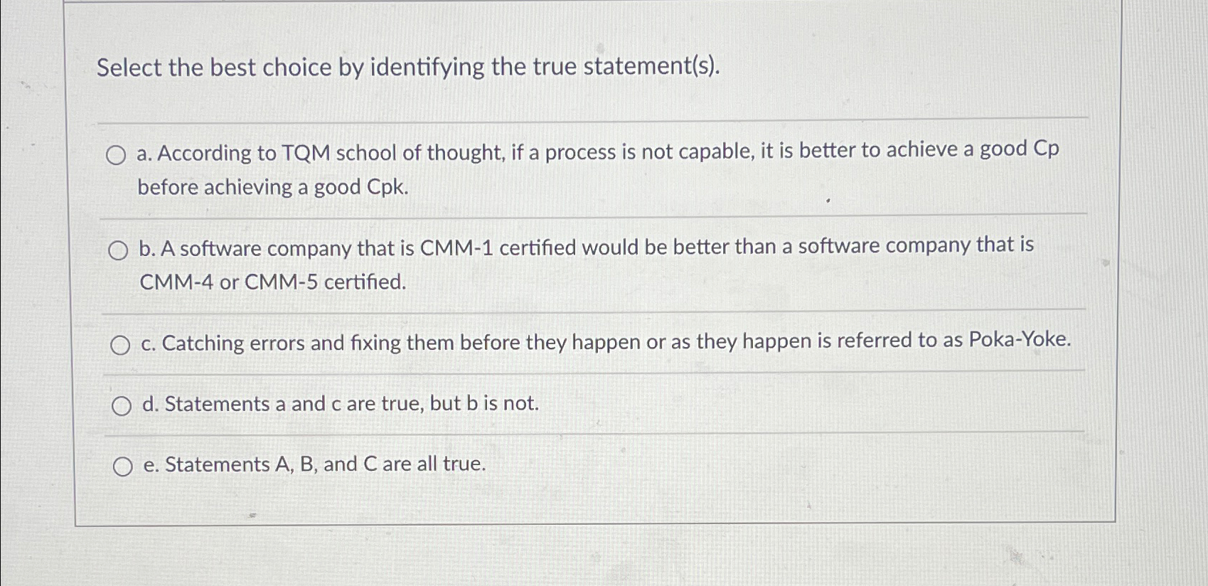Solved Select the best choice by identifying the true | Chegg.com