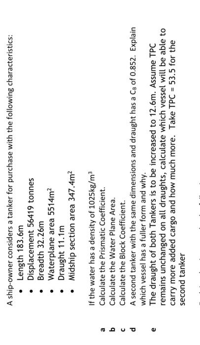 Solved A ship-owner considers a tanker for purchase with the | Chegg.com