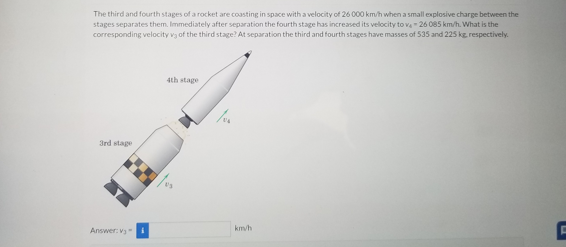 Solved The third and fourth stages of a rocket are coasting | Chegg.com