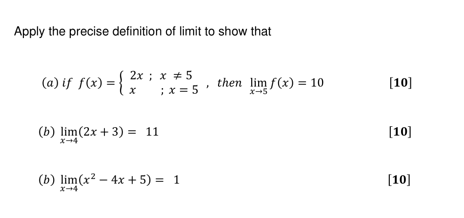 Solved Apply the precise definition of limit to show | Chegg.com