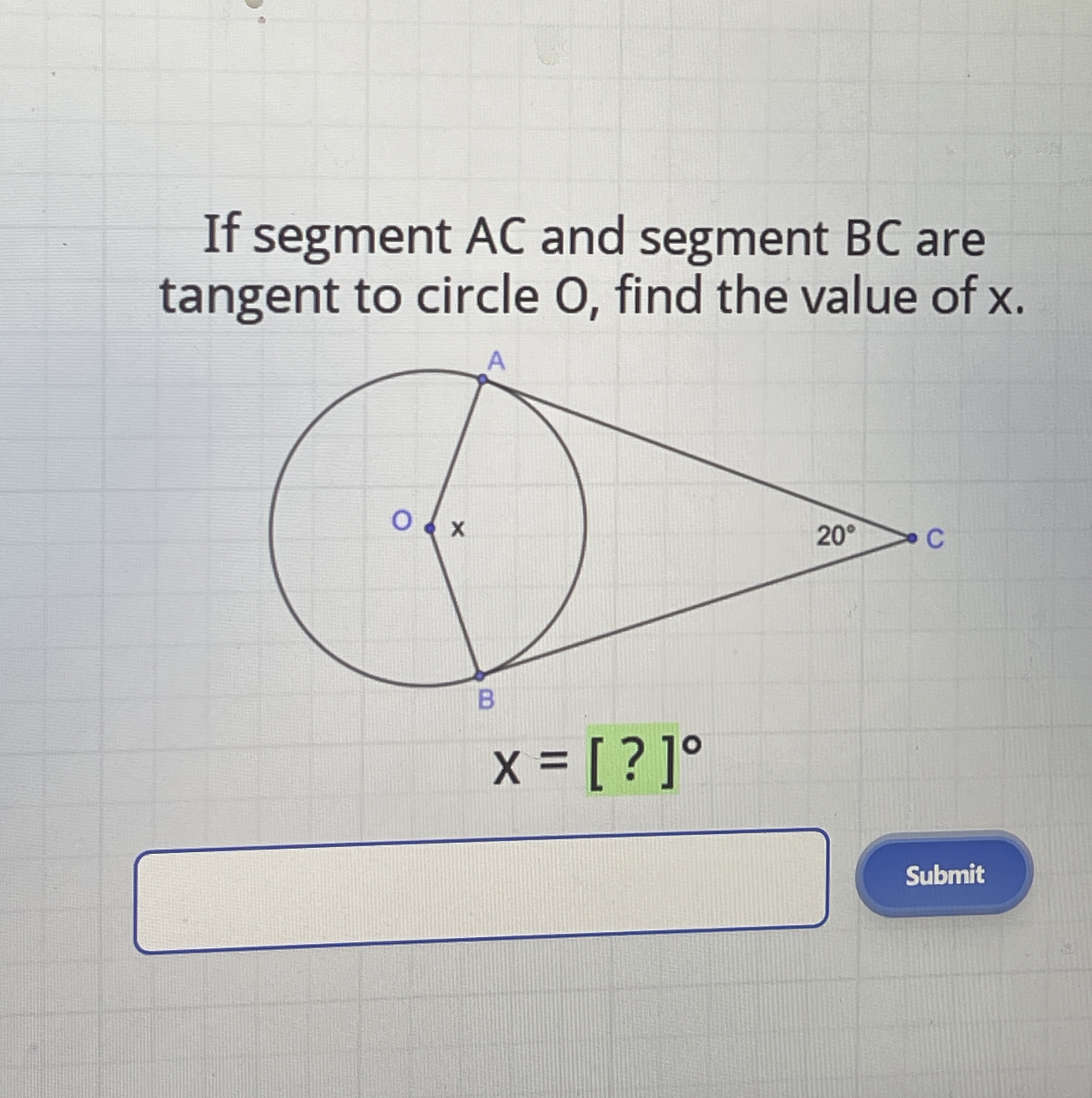 Solved If segment AC ﻿and segment BC ﻿are tangent to circle | Chegg.com