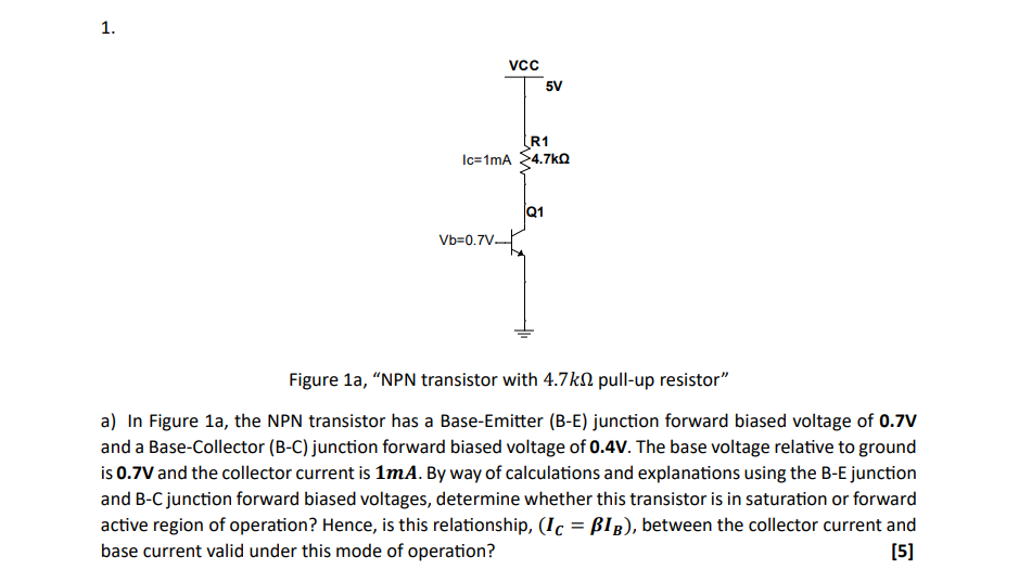 Solved Figure 1a, "NPN transistor with 4.7kΩ ﻿pull-up | Chegg.com
