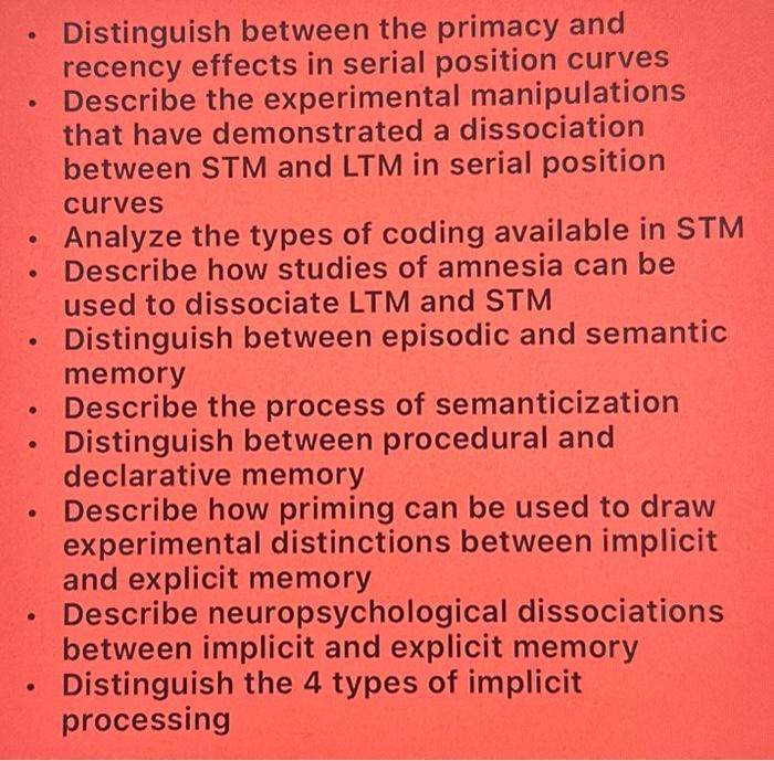 Solved - Distinguish between the primacy and recency effects | Chegg.com
