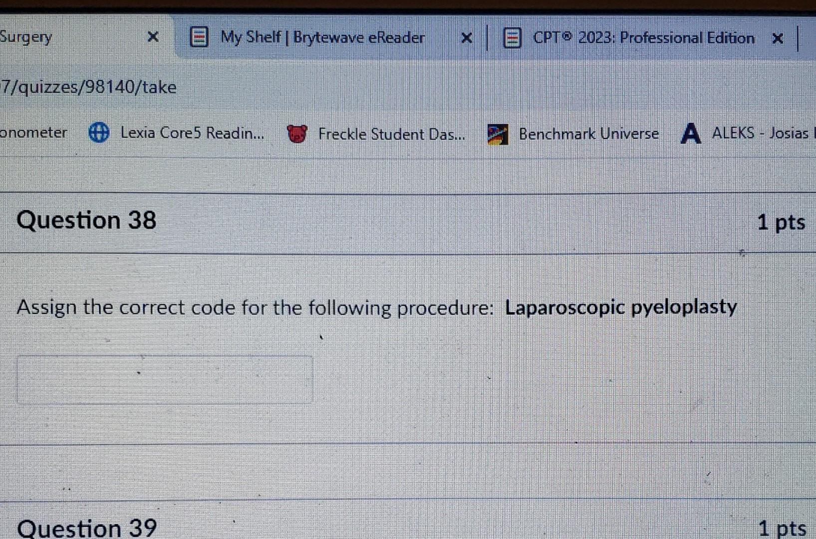 Assign the correct code for the following procedure: | Chegg.com