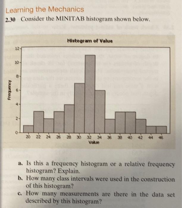 Solved Learning the Mechanics 2.30 Consider the MINITAB | Chegg.com